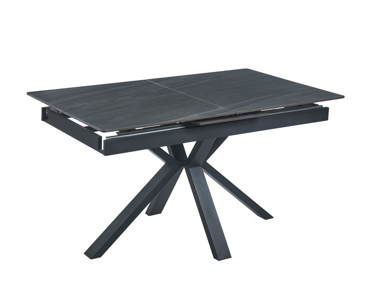 Table CrossMarbre Gris – Effet marbre & pieds croisés Golddeco